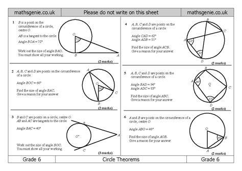 Circle Theorems Practice Questions Studocu
