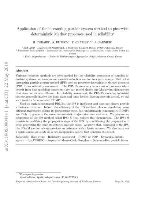 Application Of The Interacting Particle System Method To Piecewise