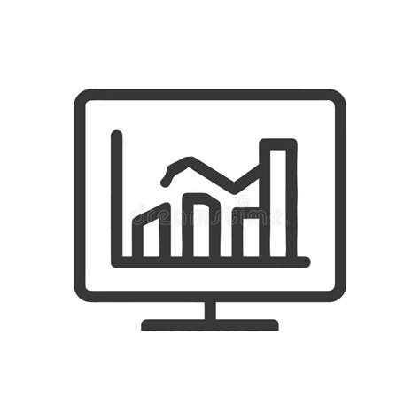 Computer Screen Displaying Business Graph Showing Mixed Trend Stock Vector Illustration Of