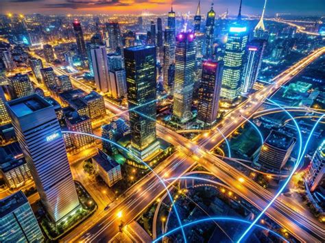 Visualizing The Digital Flow An Aerial Perspective On Futuristic Connectivity And Cyber Space