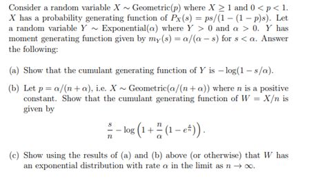 Solved Consider A Random Variable X ~ Geometricp Where X