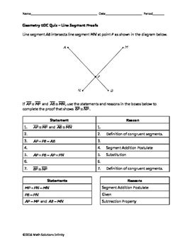 Geometry EOC Quiz Line Segment Proofs BUNDLE By Math Solutions Infinity