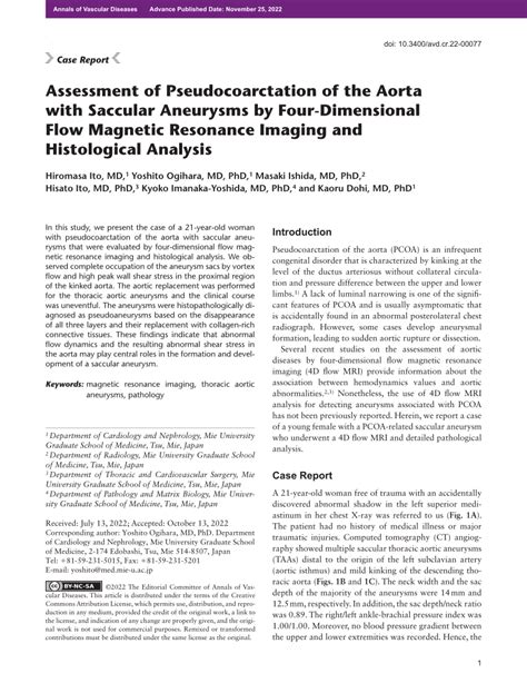 Pdf Assessment Of Pseudocoarctation Of The Aorta With Saccular