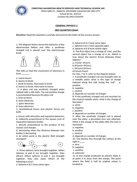General Physics 2 Pdf Electric Field Force