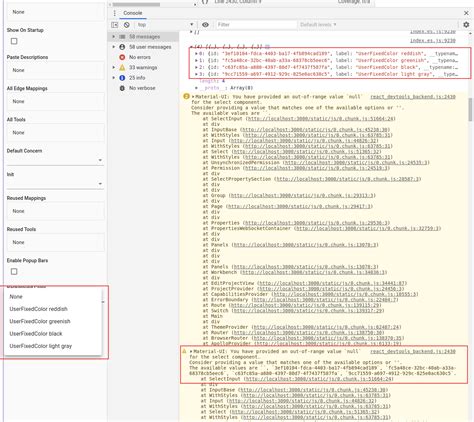 error message from material when rendering properties with select