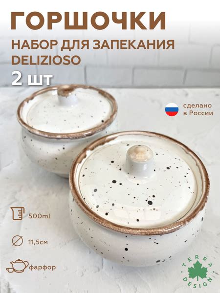 Горшочки для запекания в духовке с крышкой набор 2 шт керамика 500 мл ...