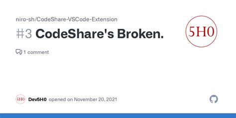 Codeshares Broken · Issue 3 · Niro Shcodeshare Vscode Extension · Github