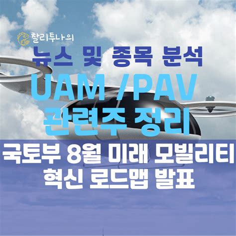 Uam 관련주 도심항공모빌티리 관련주 Pav 관련주 분석 8월 미래 모빌리티 혁신 로드맵 발표