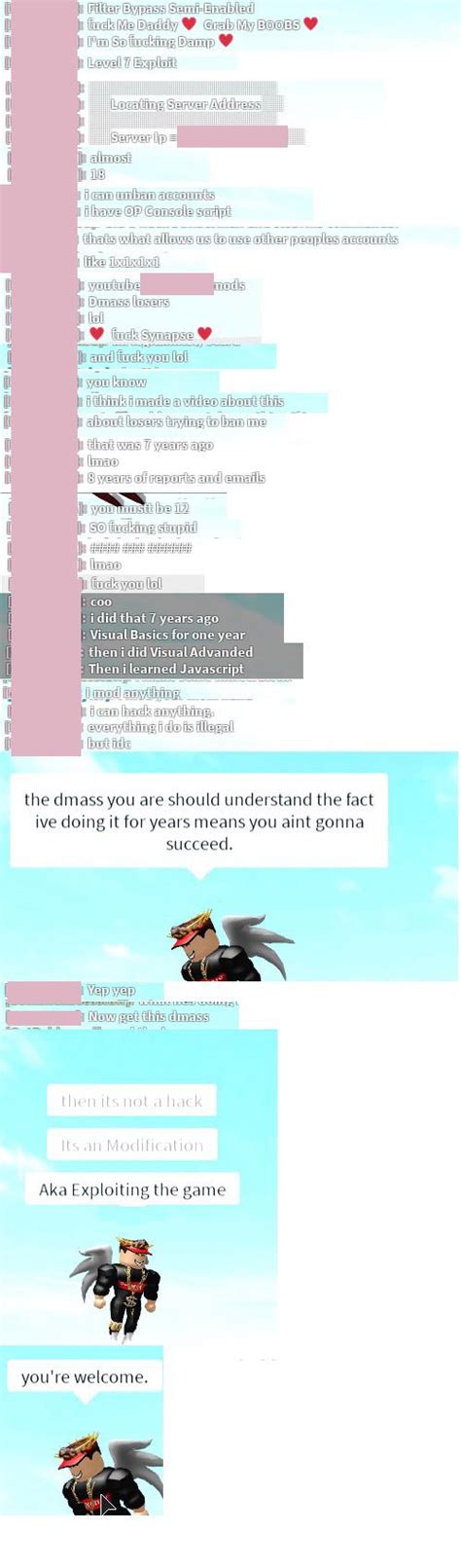 Roblox Hacker Asserts Dominance R Masterhacker