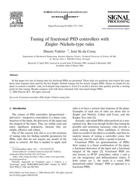 PDF Tuning Of Fractional PID Controllers With ZieglerNichols Type Rules DOKUMEN TIPS