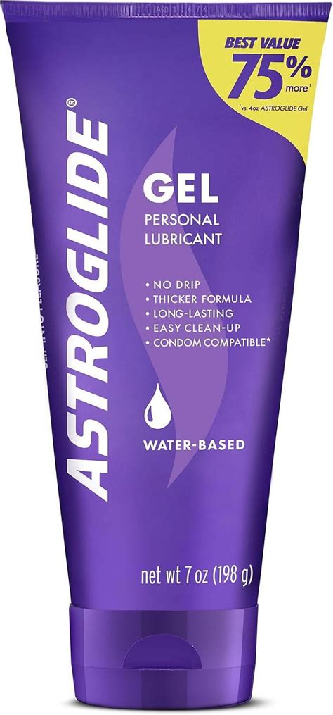 Astroglide Water Based Lube 7oz Ultra Gentle Gel Personal Lubricant For Vaginal And Anal Sex