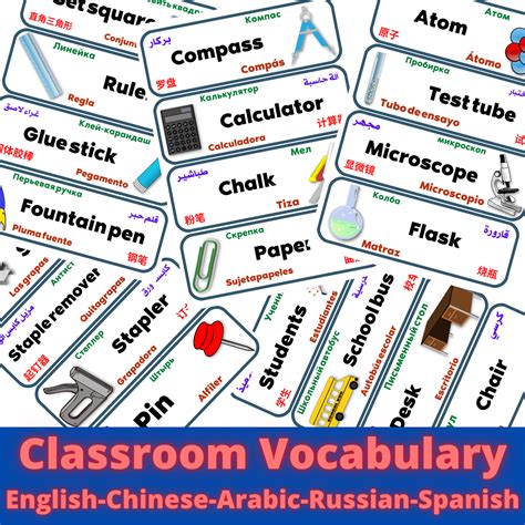 Multilingual Esl Classroom Vocabulary In English Arabic Spanish Chinese Russian Made By Teachers