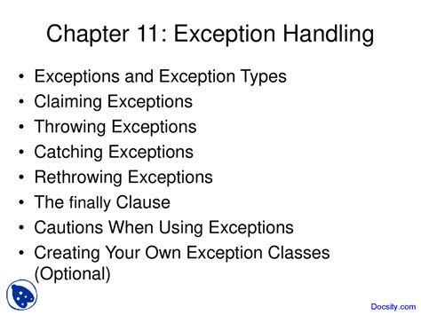 Exception Handling Java Programming Language Lecture Slides Docsity