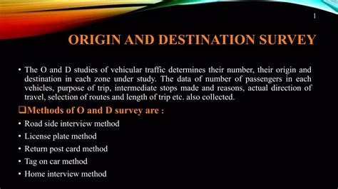 Origin And Destination Survey Pptx Auto Safety Automotive