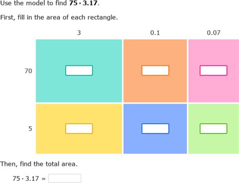 IXL Multiply A Decimal By A Two Digit Number Using Area Models Year Maths Practice