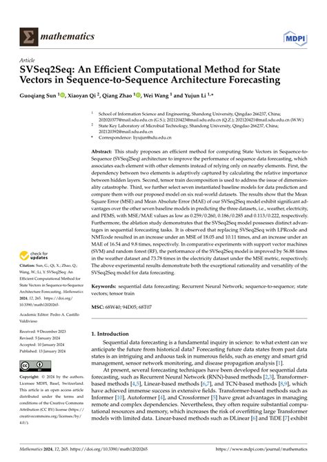 Pdf Svseq2seq An Efficient Computational Method For State Vectors In