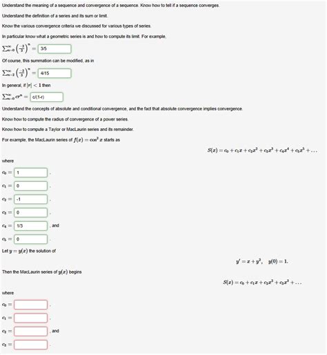 solved understand the meaning of a sequence and convergence