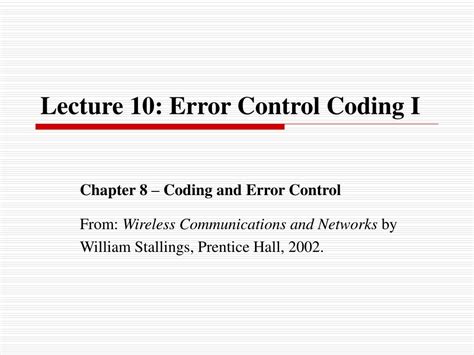 PPT Lecture Error Control Coding I PowerPoint Presentation Free