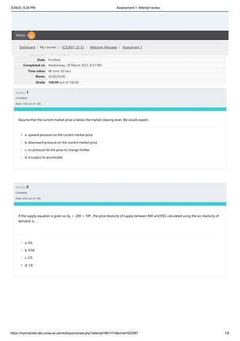 Ecs2601 Assignment 1 Semester 1 2024 Ecs2601 Microeconomics Ecs1601 Stuvia Sa