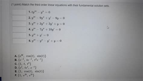 solved 1 point match the third order linear equations with
