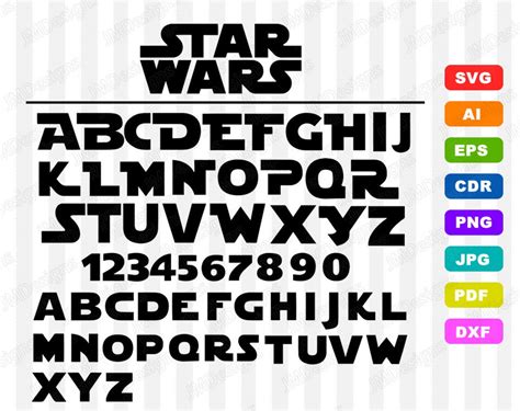 Star Wars Font Svg Design Ai Svg Dxfepspng Files Etsy