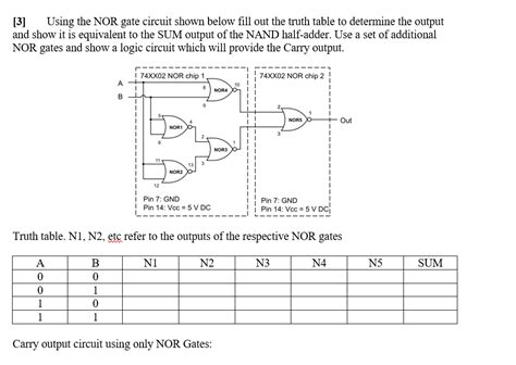 Solved Using The NOR Gate Circuit Shown Below Fill Out Chegg