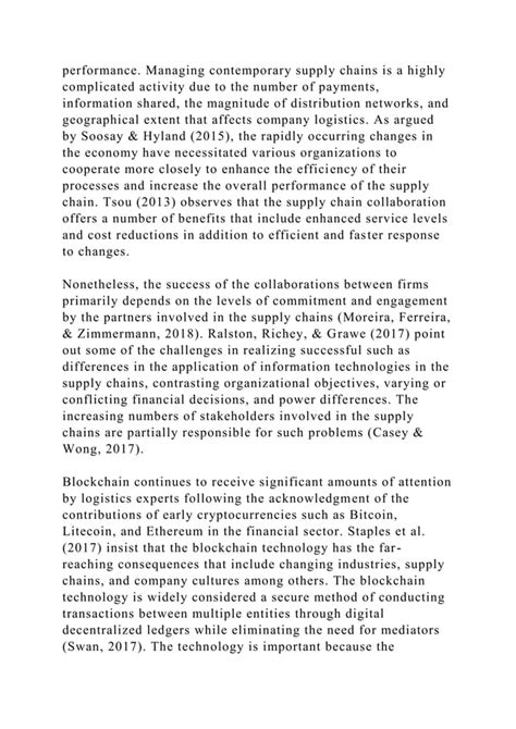 Supply Chain Effects Of Implementing Blockchain Technology For Ldocx