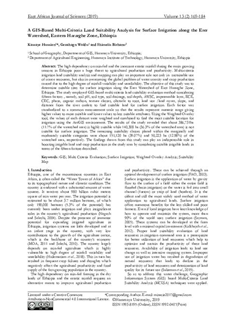 Pdf A Gis Based Multi Criteria Land Suitability Analysis For Surface Irrigation Along The Erer