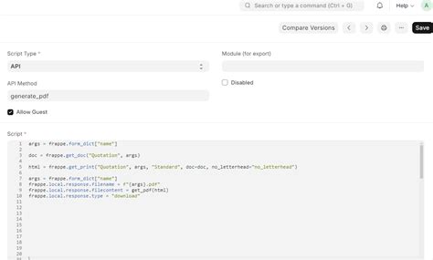 I Want Such Api Server Script Which Generate That Document Pdf Custom Script Frappe Forum