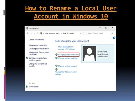 Ppt How To Rename A Local User Account In Windows 10 Powerpoint Presentation Id9002290