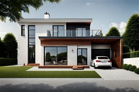Luxury Modern House Architecture Residential Home With Garden Premium Ai Generated Image