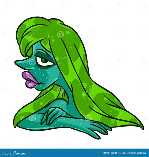Swamp Green Mermaid Character Fairy Tale Illustration Cartoon