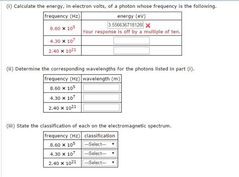 Solved Calculate The Energy In Electron Volts Of A Photon