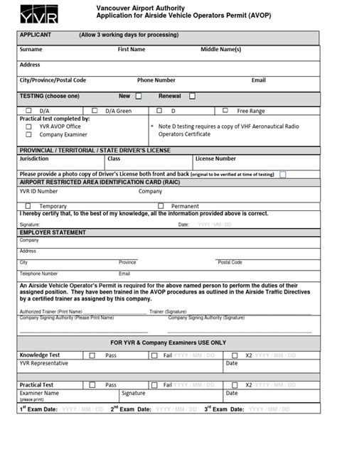 Application For Airside Vehicle Operators Permit Pdf Drivers