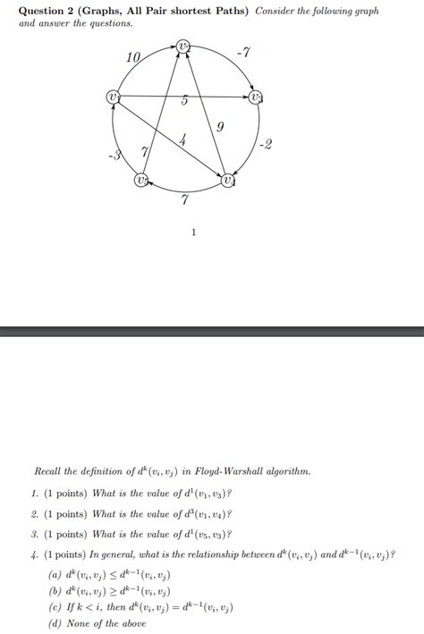 solved question 2 graphs all pair shortest paths consider