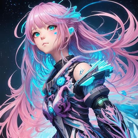 Ragazza Anime Capelli Rosa Occhi Verdi