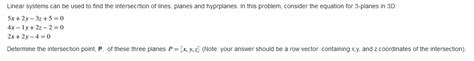 Solved Linear Systems Can Be Used To Find The Intersecrtion Chegg