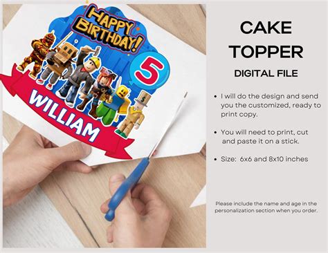 Roblox Cake Topper Roblox Party Roblox Birthday Etsy