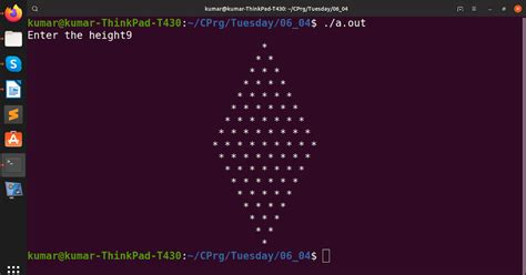 Star In Diamond Shape Pattern Using C