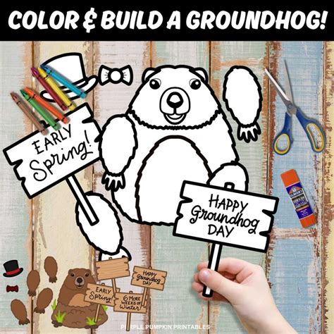 Printable Build A Groundhog Template Fun Groundhog Day Craft