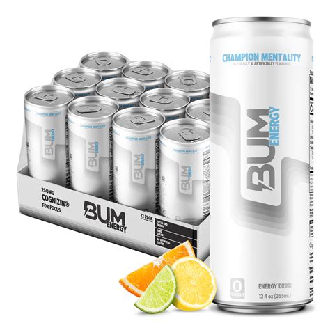 Raw Nutrition Bum Energy Drink 12 Fl Oz 12 Pack With Natural Caffeine