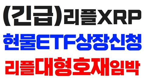 리플 Xrp 긴급 비트코인 현물etf 상장신청이 리플에게 대형호재인 이유 돈복사 준비하세요 Youtube