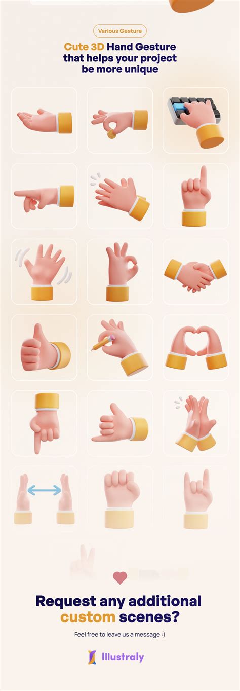 Handfluffy Cute 3d Hand Gestures Icon Pack