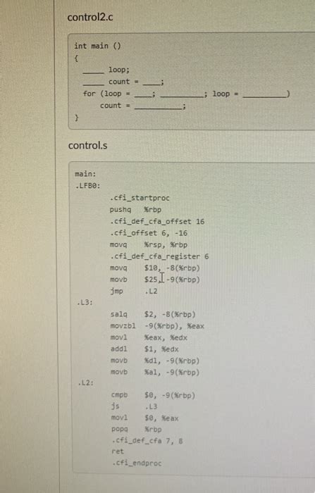 Solved Control2c Int Main Loop Count For Loop Count