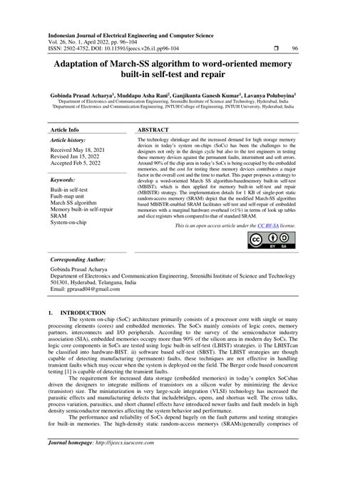 Pdf Adaptation Of Of March Ss Algorithm To Word Oriented Memory Built