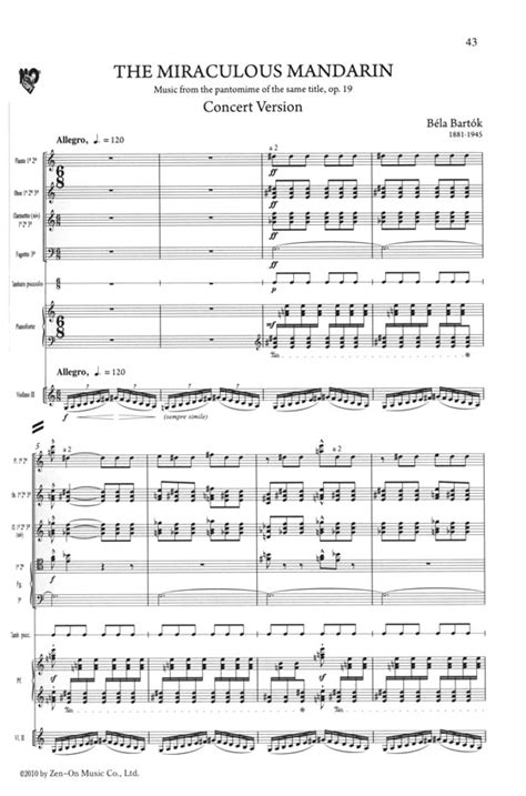 Bartók【the Miraculous Mandarin】op 19 Sz 73 Concert Version バルトーク《中国の