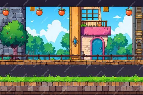 Platform Game Background Template Premium Ai Generated Image