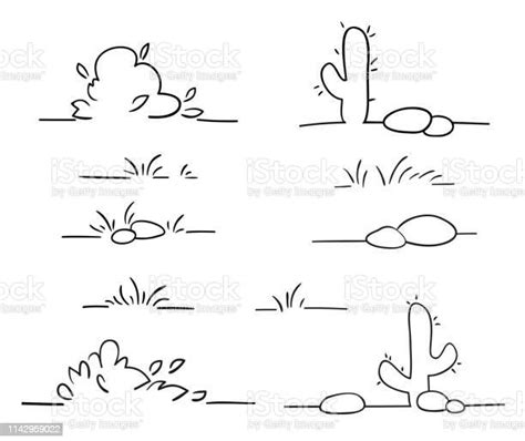 Line Landscape Scene Elements Stylized Skyline Illustration Stock