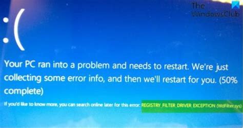Registryfilterdriverexception Wdfiltersys Bsod