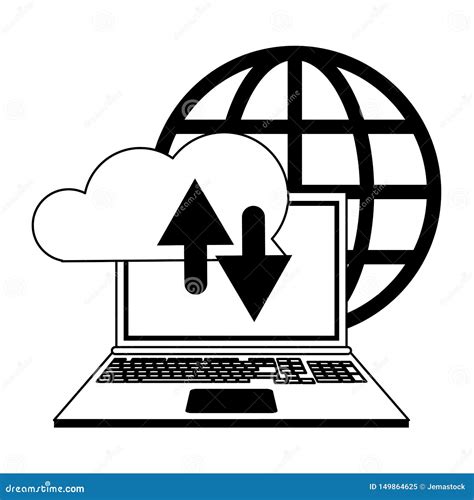 Cloud Computing And Technology Symbols In Black And White Stock Vector